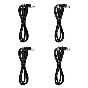 Godtone 4 Pack Guitar Effect Pedal DC Cable 5.5mm x 2.1mm Power Lead Cord, 60CM Male to Male (4 Power Cable)