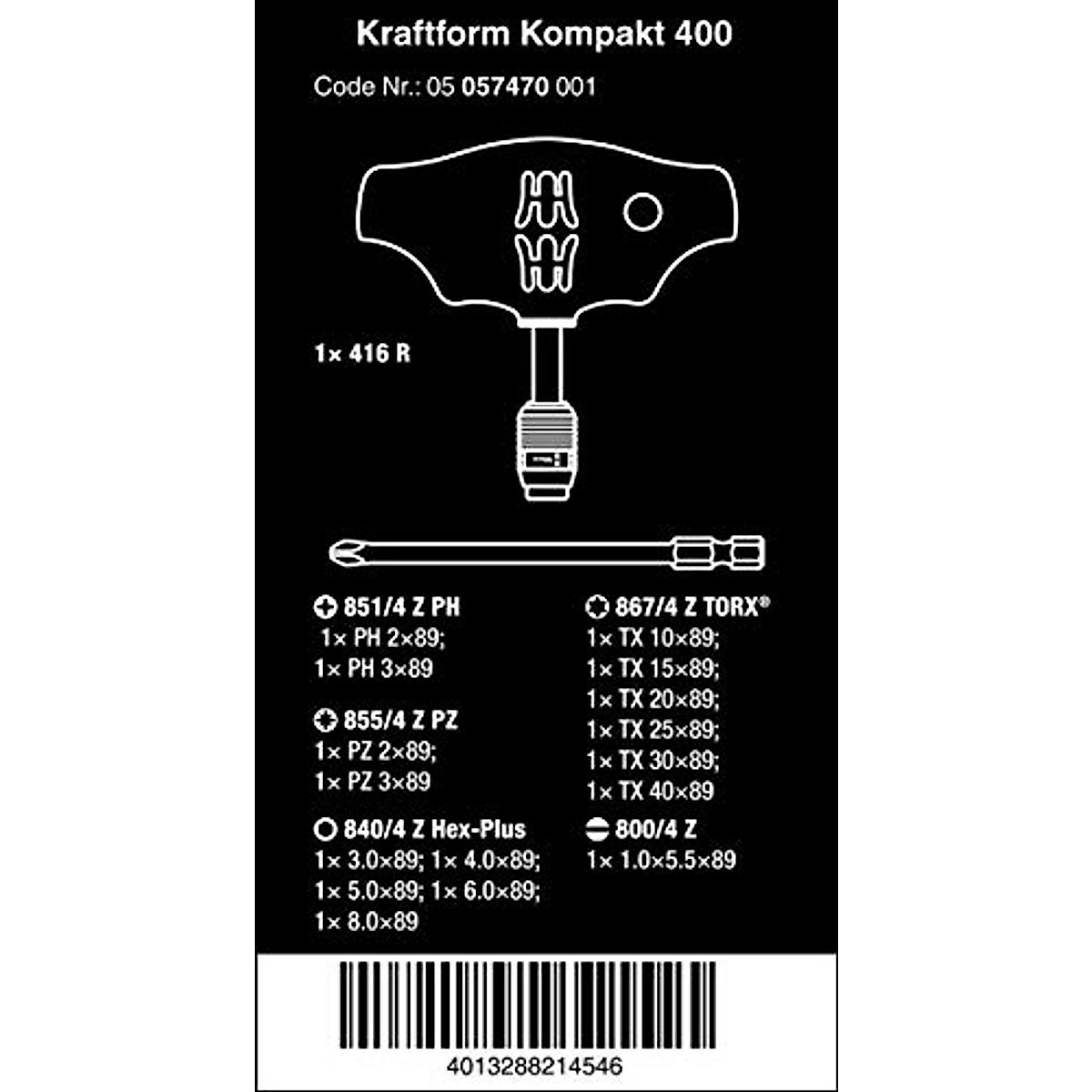 Wera - 5057470001 Kraft Form Kompakt 400, 17 Pieces