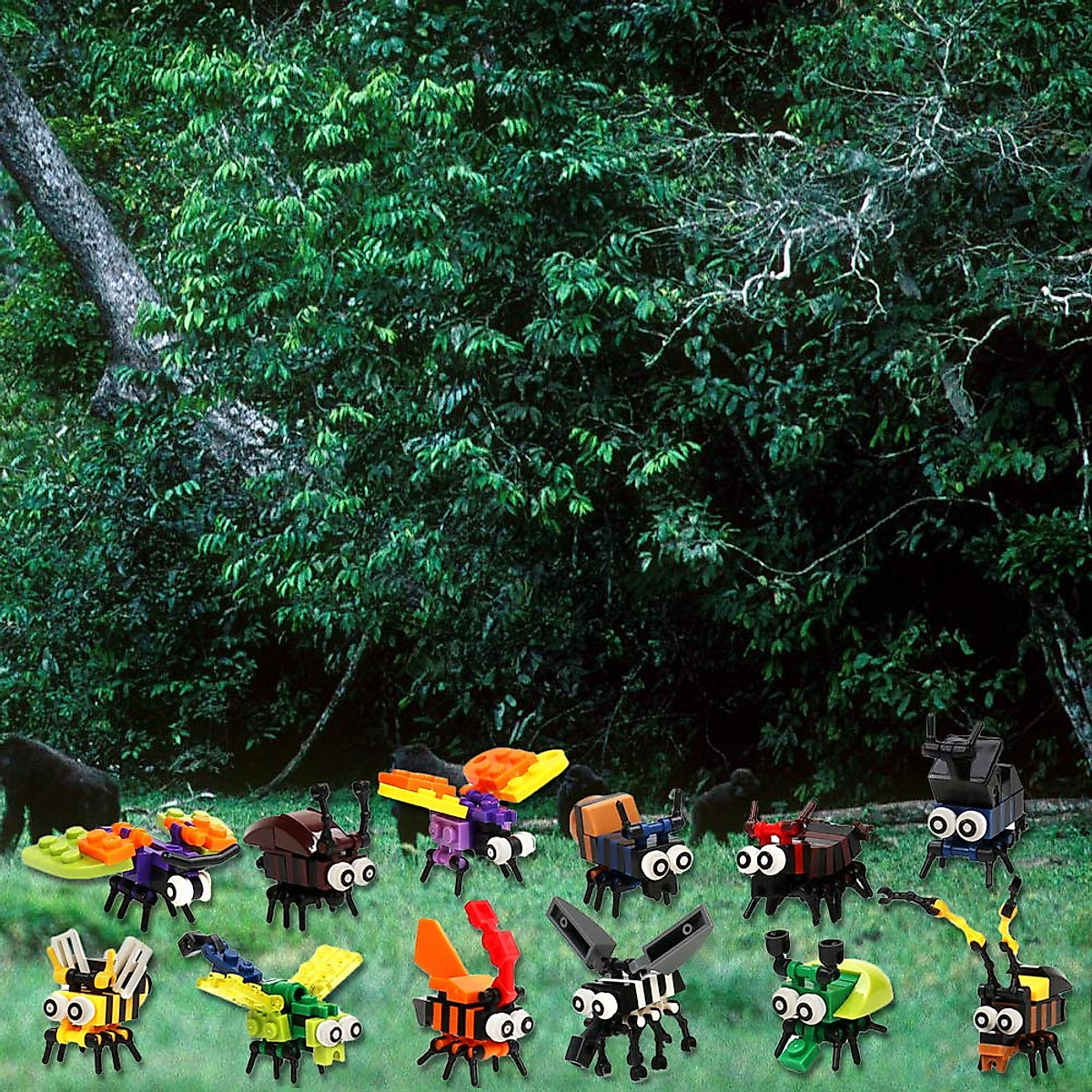 IAMGlobal 12 Mini Animal Building Blocks Toy Set, Animals Figures Stem Toys, Party Supplies Gifts Party Favor for Kids, Goodie Bags, Birthday, Carnival Prizes (A)