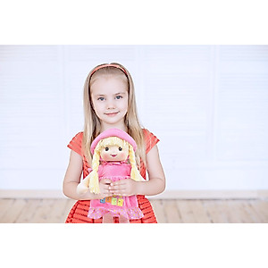 Linzy Plush 17.5'' Pink Niobe Sweet Cakes Rag Doll for Girls, Soft Plush Doll,Sleeping Cuddle Buddy for Toddlers, Infants and Babies, Muñecas de Trapo para Niña, First Doll for Kids