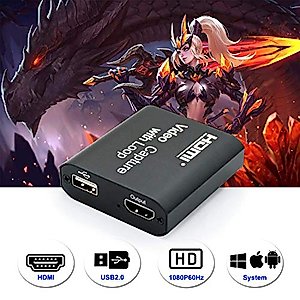 ORIVISION Video Capture Card 4K HDMI Device with Loop Out, Full HD 1080P Game Capture Video Recorder for Live Streaming, Broadcasting or Video Conference,S3/PS4/Xbox One/DSLR/Camcorders