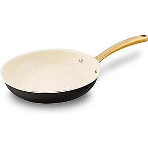 NutriChef 8-Inch Professional Ceramic Frying Pan - Small Skillet with Golden Titanium Handle, Non-Stick Ceramic Coating, Stain-Resistant, Easy to Clean, Ideal for Home Cooking
