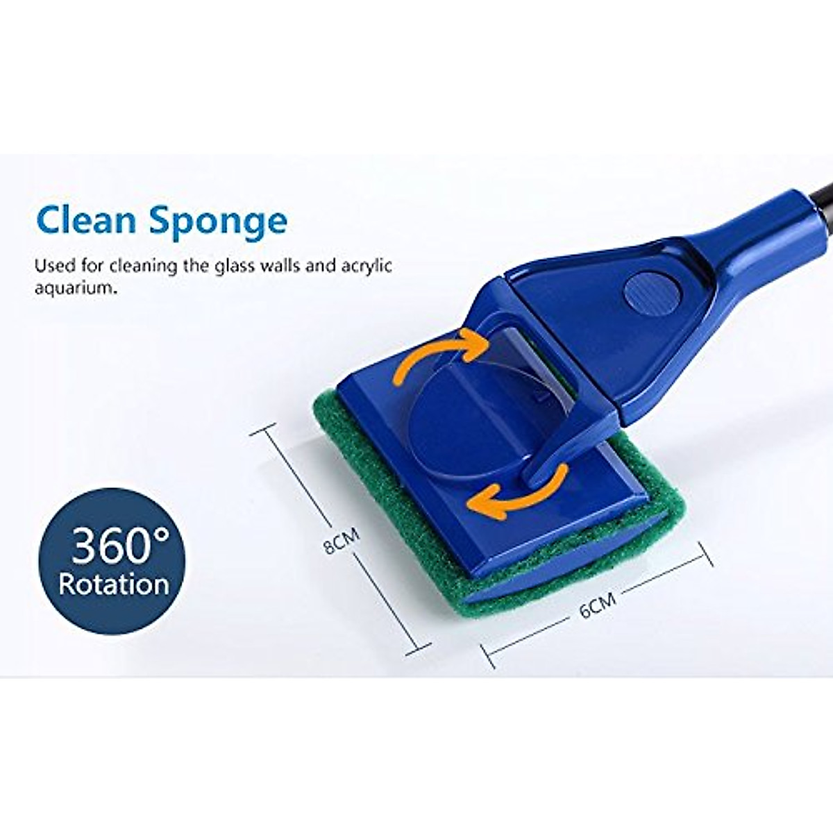 AquaticHI 5 in 1 Aquarium/Fish Tank Cleaning Kit/Tool, Algae Scraper, Fish Net, Sponge, Plant Fork, Gravel Rake, Length 19 inches (Non-Extendable)