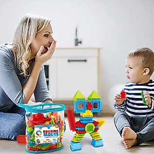 teytoy My First Baby Building Toys, 150pcs Bristle Shape 3D Building Blocks Toy Set, STEM Educational Preschool Toys, Building Blocks for Kids Ages 4-8 Years Old