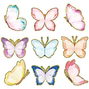 OSNIE 72Pcs Spring Butterfly Cutouts Watercolor Name Tag Labels Butterfly Bulletin Board Decoration Set Colorful Back to School Decor for Teacher Student Classroom Playroom Baby Nursery Party Supplies