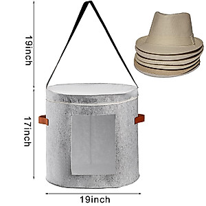 SOUJOY 2 Pack Hat Storage Box, 19" D x 17" H Foldable Felt Toy Storage Box with Lid, Large Round Travel Hat Bucket, Clothes Storage Bin for Men Women Hat Stuffed Animal Toy