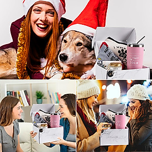 Kolewo4ever 7 Pieces Dog Mom Gifts for Women Best Dog Lovers Women Gifts with Tumbler Makeup Bag Scented Candle Socks Key Chain Greeting Card for Dog Lover Dog Mom Christmas Gift