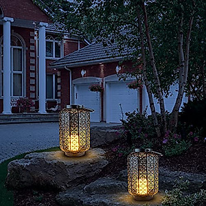 ANRUST Bucket Metal Lanterns Hanging, Outdoor Garden Lanterns, Metal Lantern Table Light Lantern for Garden, Patio, Yard Relaxing Atmosphere on Calm Nights (Black)
