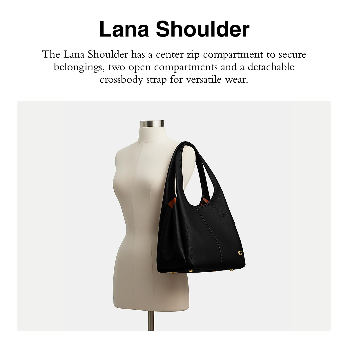 COACH Polished Pebble Leather Lana Shoulder Bag, Black