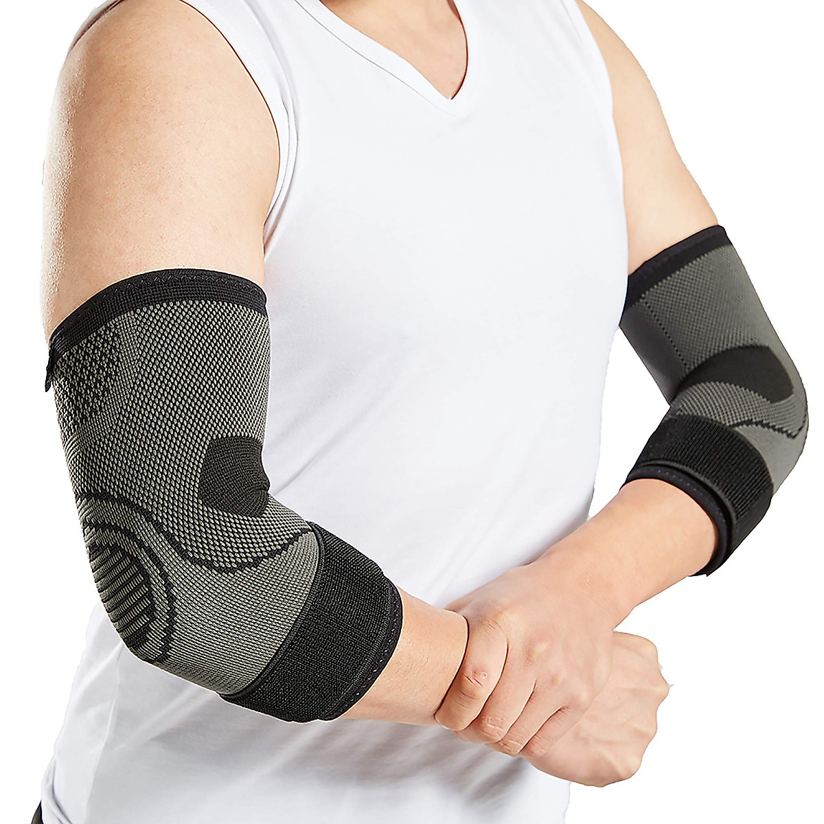 Bodyprox Elbow Brace with Strap for Tendonitis 2 Pack, Tennis Elbow Compression Sleeves, Golf Elbow Treatment