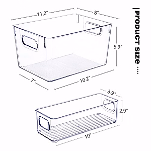 Set of 8 Clear Plastic Storage Bins, 4 Large and 4 Small Stackable Storage Containers for Pantry Organization and Kitchen Storage Bins,Home Edit and Cabinet Organizers