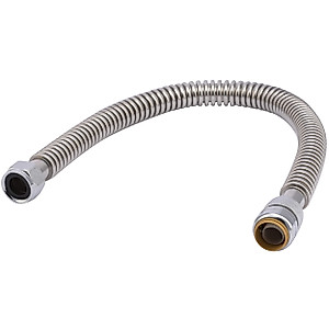 SharkBite 3/4 Inch x 3/4 Inch FIP x 24 Inch Stainless Steel Corrugated Flexible Water Heater Connector, Push To Connect Brass Plumbing Fitting, PEX Pipe, Copper, CPVC, PE-RT, HDPE, SS3088FLEX24LF