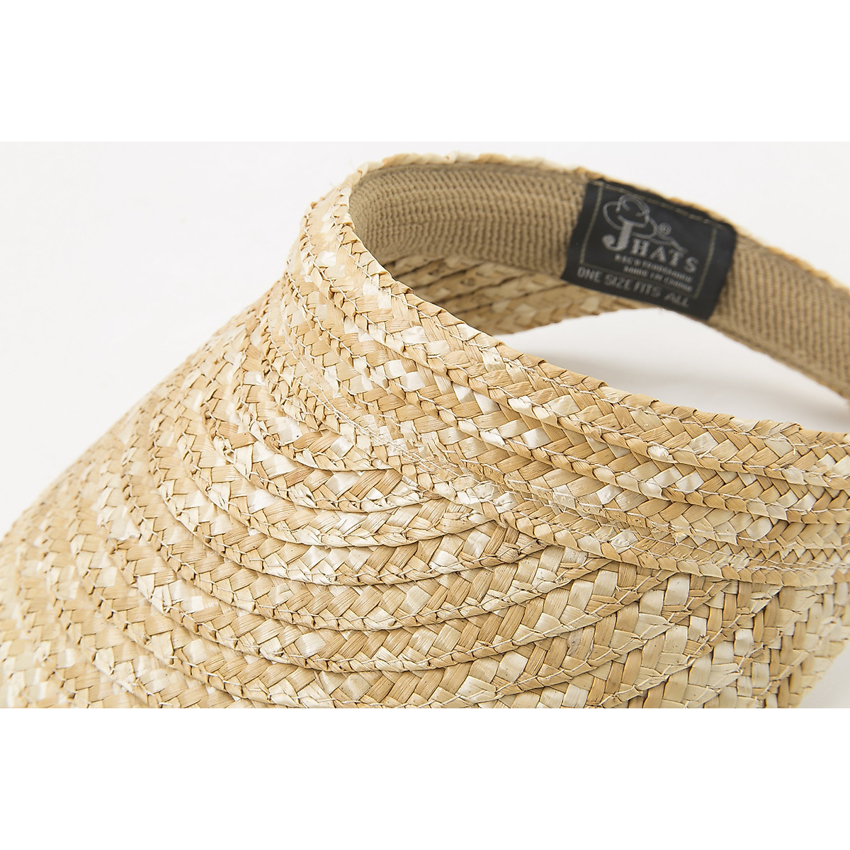 Jacobson Straw Hat - Slip On Braid Visor,Tan,Adult