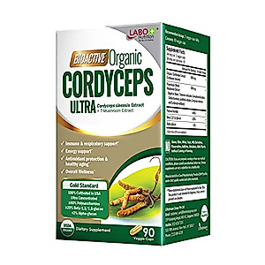 LABO Nutrition Bioactive Organic Cordyceps Ultra – 8 Medicinal Mushroom Supplement, Cordyceps, Reishi, Turkey Tail, Maitake, Agaricus blazei, Shiitake, for Immunity, Energy, Stamina, No Fillers