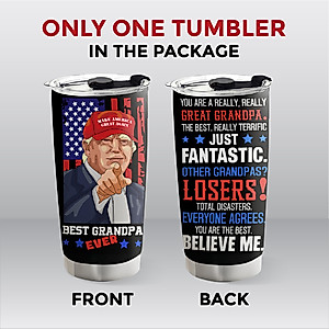 Viberty Grandpa Gifts - Gifts For Grandpa Gifts From Grandson, Granddaughter, Grandkids, Grandchildren - Christmas Birthday, Father's Day Gift For Grandpa - Best Grandpa Ever 20 oz Tumbler