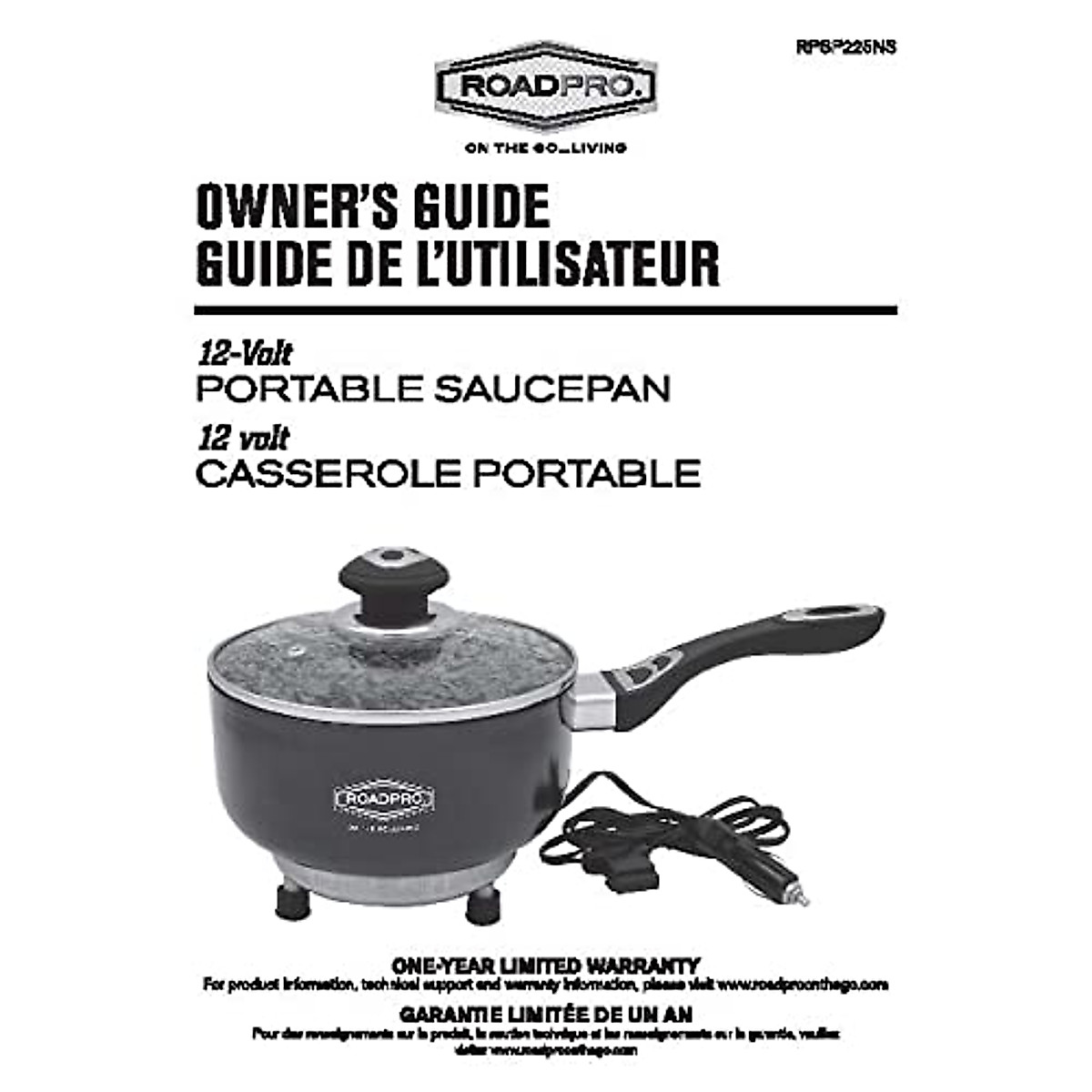 Roadpro RPSP225NS 12-Volt Portable Saucepan with Non-Stick Surface,Black