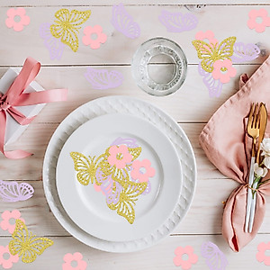Butterfly Confetti, Spring Summer Flower Butterfly Birthday Party, Butterfly Theme Party, Wedding Bridal Shower, Baby Shower, Birthday, Tea Party Decorations (300 Pcs)