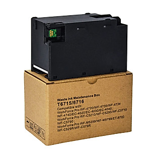 INK+ T6715 T6716 Maintenance Box for Workforce Pro WF-3820 WF-4820 EC-4020 WF-4830 WF-4720 WF-4834 WF-4734 WF-4730 WF-4740 ET-8700 EC-4030 WF-M5799 WF-C5710 WF-M5299 WF-C5290 Printer