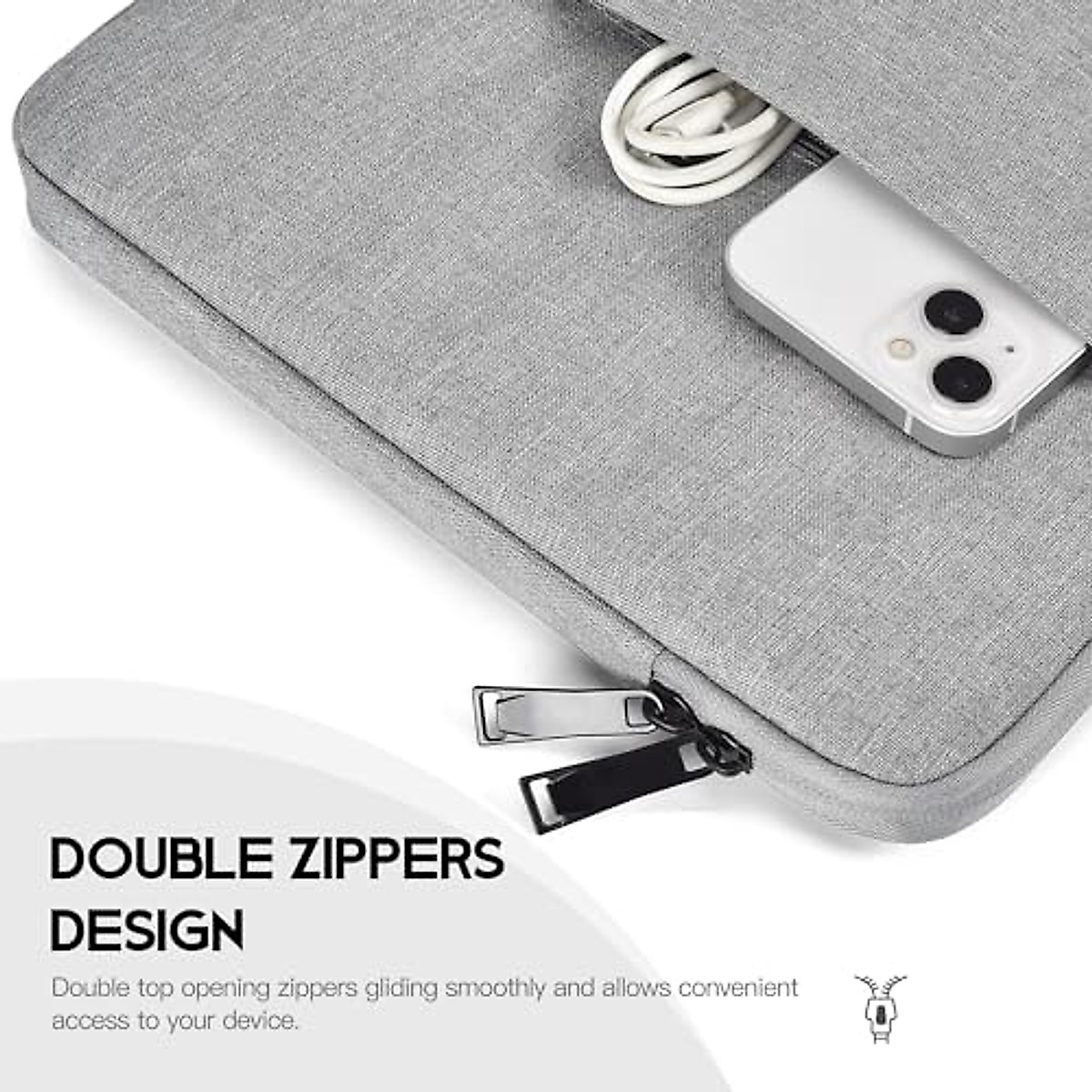 14 inch Laptop Sleeve Case for HP Lenovo Dell ASUS Acer Chromebook 14, HP Stream 14, Dell XPS 15, Inspiron 14, Lenovo ideapad 14, Asus Zenbook 14, Razer Blade 15 Water-Resistant Computer Bag -Grey