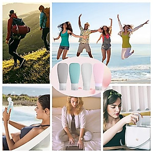 Silicone Travel Bottles, Vonpri Leak Proof Squeezable Refillable Travel Accessories Toiletries Containers Travel Size Cosmetic Tube for Shampoo Lotion Soap Liquids (3oz Grey/blue/white/pink)