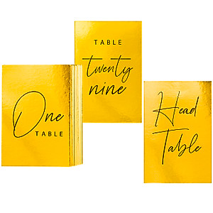 Crisky Gold Table Number Cards for Vintage Wedding, Anniversary, Birthday, Bridal Shower Party. Great Gatsby Theme, Elegant Black Double-Sided Design 4 x 6 Inch Number One - Thirty & Head Table.