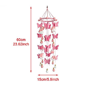 Baby Crib Mobile Cute Butterfly Felt Ball Mobile Ceiling Mobile Hanging Decoration for Baby Nursery Room Decor Baby Shower (Pink)