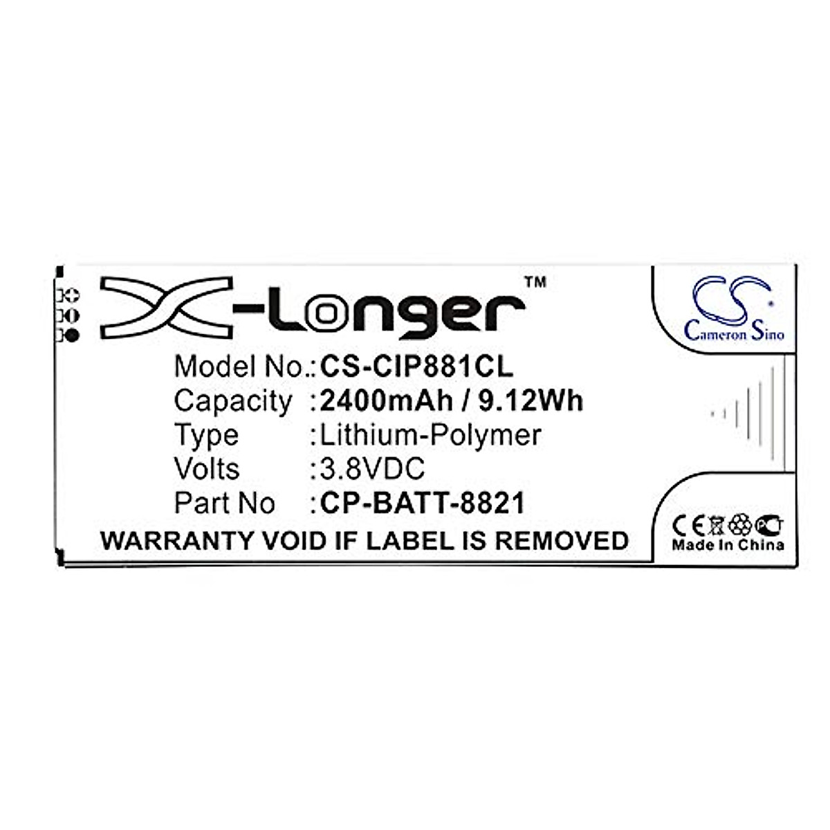 Replacement (2-Pack) Battery for Cisco 8800 CP-BATT-8821 GP-S10-374192-010H 74-102376-01, 3.8V 2400mAh