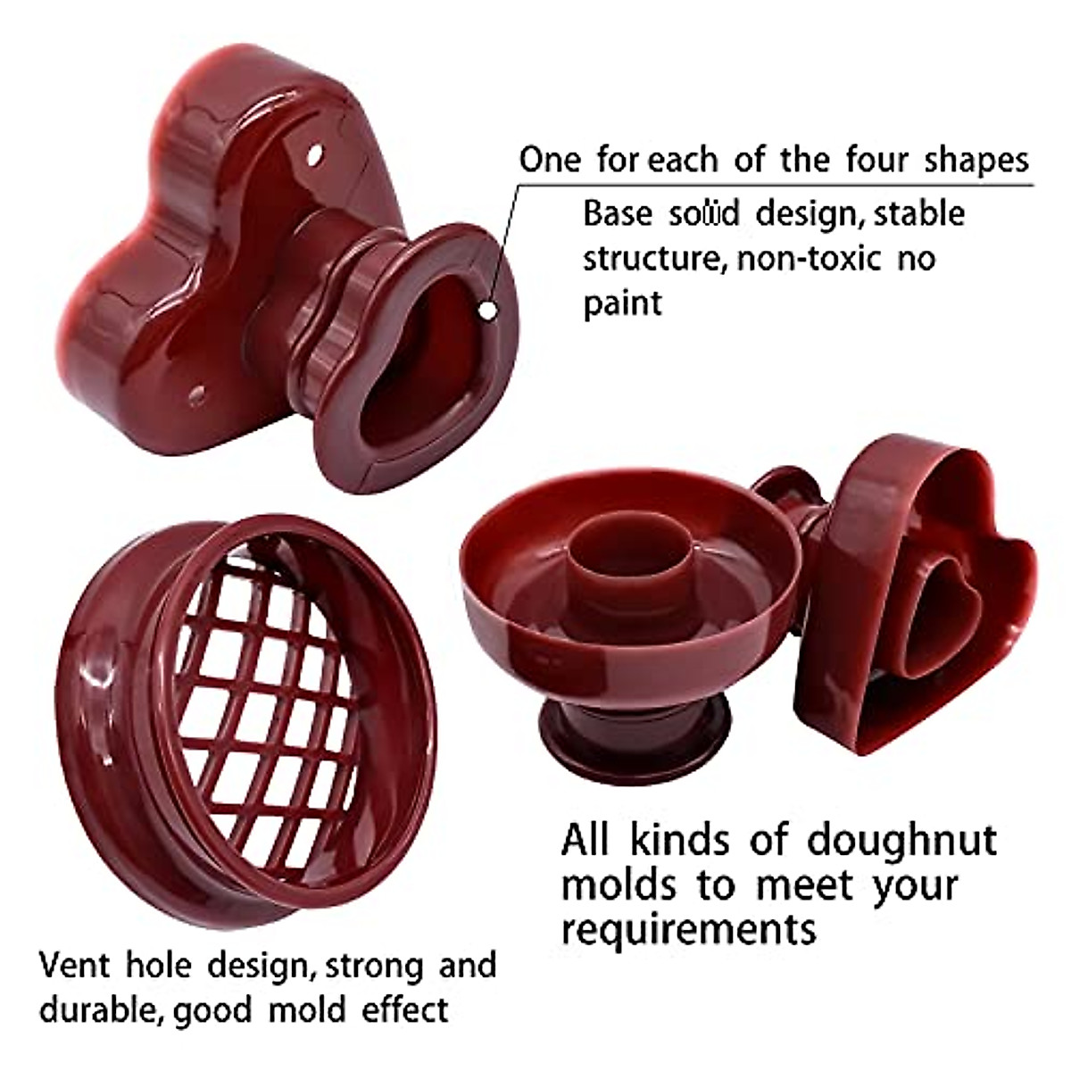 'N/A'' 4 Pack Donut Maker Cutter, Creative Reusable Non-stick Doughnut Molds, Fondant Cake Bread Dessert Bakery Mould, Biscuit Stamp Mould, Home Kitchen DIY Baking Tool
