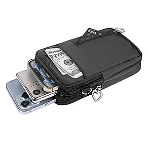 Small Crossbody Wallet Phone Bag Women Mini Shoulder Purse for iPhone 14 Pro Max 14 Plus iPhone 13 MIni 13 Pro Max 12 Pro Max XR 11 Pro Max X XS Max BLU Bold N2 G90 G91 TCL 30 Z 6.1 (Black)