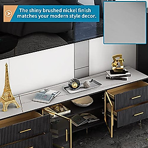 Sanbege 3 Pcs 304 Stainless Steel Serving Platters, 12.6" Rectangle Dinner Plates, Brushed Nickel Organizer Tray for Camping, BBQ, Party, Buffet, Appetizer Serving or Decorations Organization