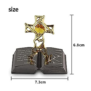 CRYSTOCRAFT Mini Bible Series Gift with Austrian Crystal Studded Art Home Decor for Your Loved One, Friends (Gold) (Mini Cross Bible Story B)
