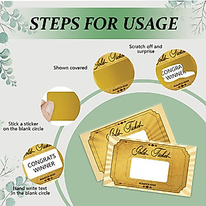 PLIGREAT 120 Pieces Gold Ticket Scratch Off Cards Stickers, Blank Gift Certificates Scratch Cards Scratch Off Tickets DIY Coupon Cards for Small Business, Holiday, Bridal Shower Activity, Party Supply