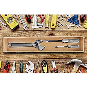 PRATIQUE Bamboo Drawer Organizer,Kitchen Utensil Organizer Silverware Tray,Cutlery Holder, Wood Storage Box for Flatware, Makeup, Bathroom, Office Desk,15 * 3 * 2,Bamboo