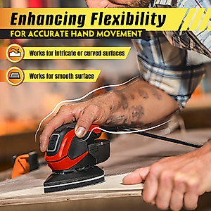 TUSGOR 5 Pack Mouse Detail Sanding Interface Pad Hook and Loop - Triangle Sanding Pads with 5 Holes Foam Interface - Mouse Sander Sandpaper Backing Pad for Flexibility & Balancing Sanding Pressure