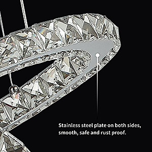 SEFINN FOUR 16288 (11.8" + 19.7" + 27.6") LED Ceiling Fixtures Flush Mount Pendant Lights Crystal Chandeliers 3 Rings