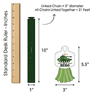 Big Dot of Happiness Camo Hero - 90 Chain Links and 30 Paper Tassels Decoration Kit - Army Military Camouflage Party Paper Chains Garland - 21 feet