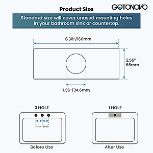 gotonovo 6 inch Rectangle Deck Mount Faucet Plate,Faucet Hole Cover Escutcheon Plate for Kitchen or Bathroom Sink 1 Hole or 3 Hole 4 Inch Centerset Brushed Nickel