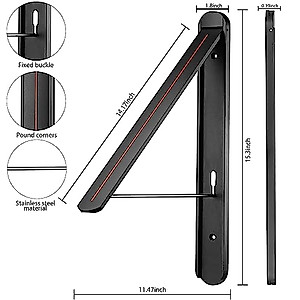 SunEegral Quality Clothes Drying Rack Wall Mounted,Laundry Room Folding Organization Storage,Foldable Hanging Drying Rod Ultrathin Small Collapsible for Space Saving,65Ibs Capacity,Aluminum(Black)