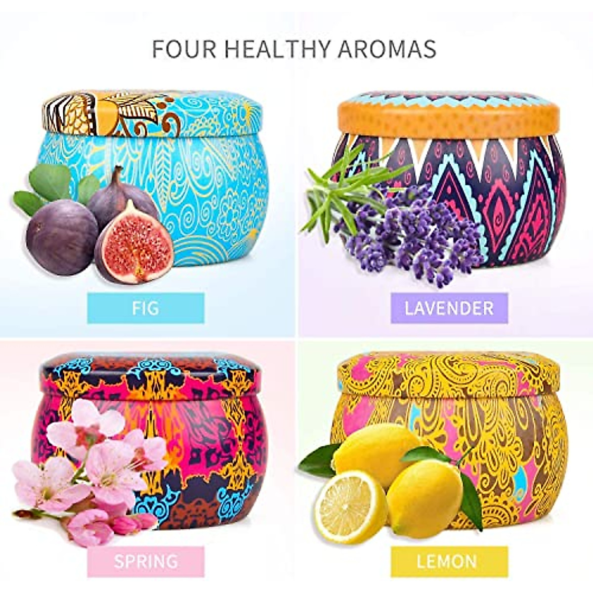 Candle Gifts for Women,4 Pack Gifts for her Scented Candles Set, Thank You Gifts, Soy Wax Candles with Essential Oil, Candle for Aromatherapy, Gift Basket for Women, Christmas, Birthday,Stress Relief