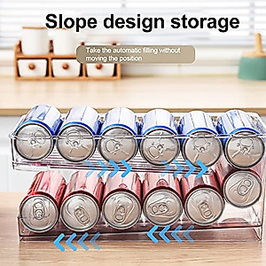 Can Holder, PET Can Drink Dispenser Organizer, Slope Storage Drink Canned Food Container Organizer, for Fridge Freezer Pantry Cabinet Kitchen (C)