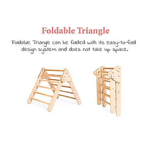 smartwoodstore Set of Three Items Foldable Triangle + Climbing Ramp + Arch Triangle with ramp Indoor Playground Climbing Furniture Montessori Toddler (Small Size)