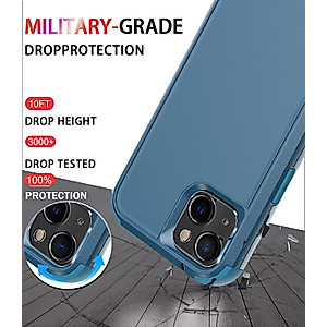 Diverbox for iPhone 13 Case [Shockproof] [Dropproof] [Tempered Glass Screen Protector + Camera Lens Protector],Heavy Duty Protection Phone Case Cover for Apple iPhone 13 (Blue)