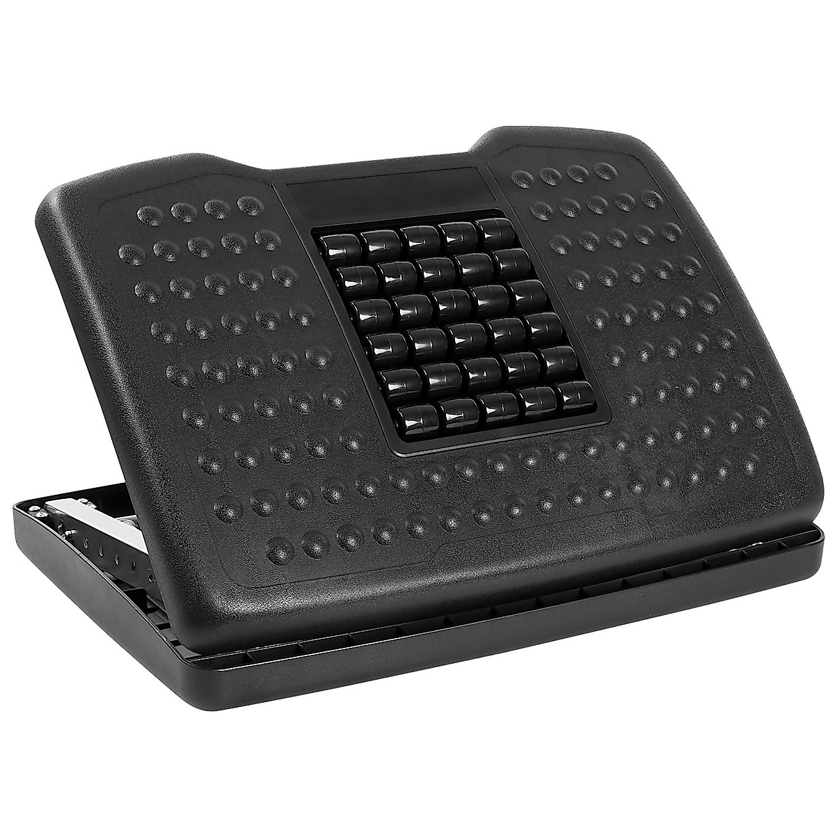 Mount-It! Adjustable Footrest with Massaging Bead | Adjustable Height and Tilt Office Foot Rest Stool for Under Desk Support | 5 Height Settings, 3 Tilt Settings | Black