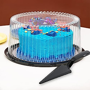 [6 Pack] 10 Inch Disposable Plastic Cake Pie Servers/Cutter | Heavy Duty Black Plastic Disposable Serving Utensils Cake Knife For Parties, Pizza Server Spatula, Plastic Party Serving Ware Flatware