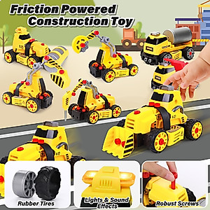 FLY2SKY Toys for 3 4 5 6 7 8 Year Old Boys 7 in 1 Take Apart Toys with Electric Drill Take Apart Truck Toys Construction Set DIY Engineering Building Toy Push & Go STEM Toy Gift for Boys Toys Age 6-8