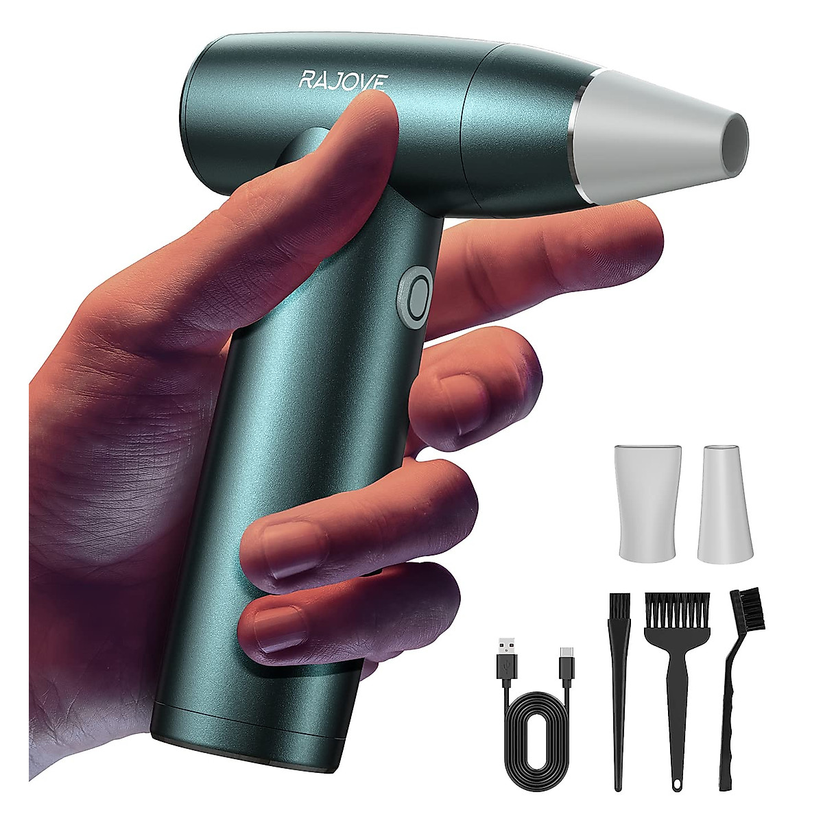 Electric Air Duster, 150000 RPM Compressed Air Duster with [Powerful Brushless & Coreless Motor] [Elegant All Metal] Air Duster Compressed Air Cordless Air Duster Mini Air Blower for Computer Keyboard