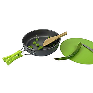 Peidesi Camping Cookware Mess Kit, Portable Camp Stove Pots and Pans Set, Carabiner, Folding Knife, Fork Spoon Kit, Carry Mesh Bag,Teapot for Backpacking, Outdoor Camping, Hiking and Picnic（16Pcs）