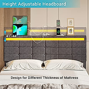 Tiptiper LED Bed Frame Queen Size with 2 USB Ports, LED Headboard & Footboard,Platform Bed Frame Queen Size with Storage Drawers, No Box Spring Needed, Easy Assembly, Dark Grey