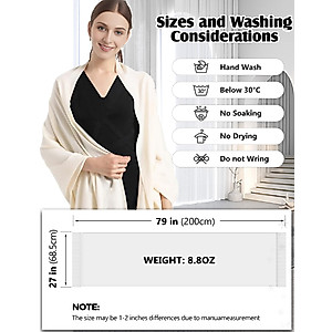 AURUZA Shawls and Wraps for Evening Dresses, Pashmina Shawls Wraps for Wedding Party, Softable Shawl Wraps Scarf for Women, Large Winter Scarves for Gift Travel Office Skiing Causal Life Blue