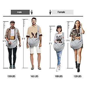 Tomkas Dog Carrier Sling for Small Dogs and Cats, Unadjustable Strap, Classic Pocket, Snap Closure (Grey, M - Unadjustable Strap)